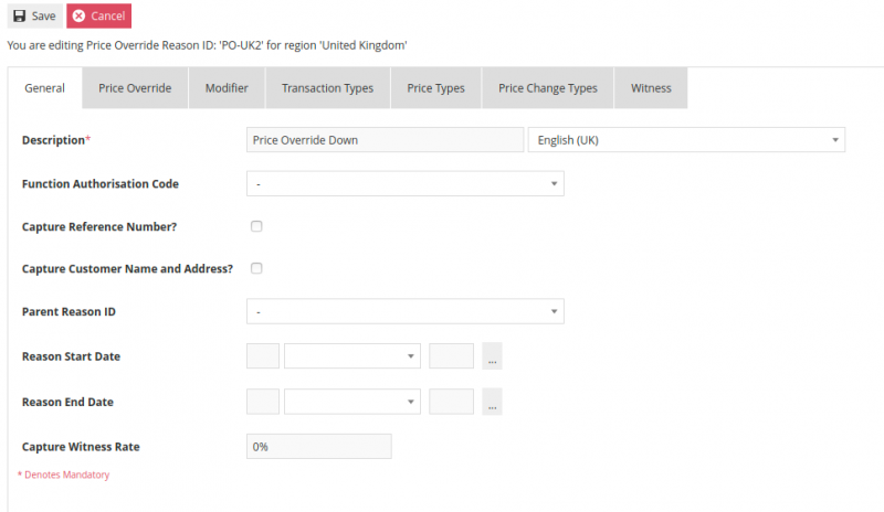 POS Reason Codes – Enactor Insights Portal